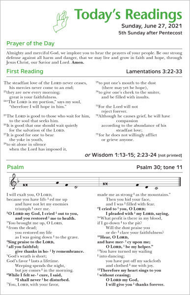 Today's Readings Lectionary Insert | Augsburg Fortress